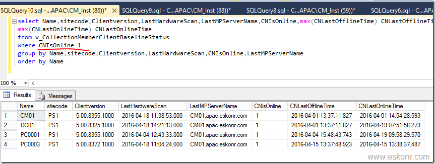 How To Query Clients Collection Or Ssrs With Online Status In Sccm Configmgr 1602 All About 0903