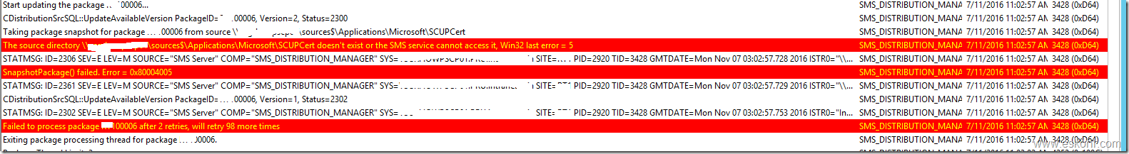 Sccm Configmgr The Source Directory Doesnt Exist Or The Sms Service Cannot Access It Win32