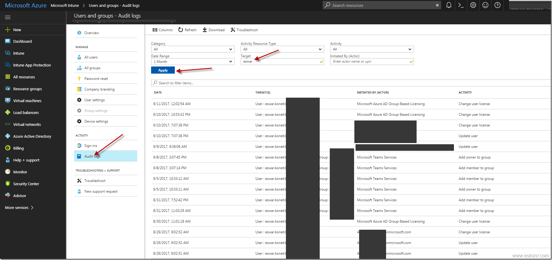 How To Check Sign In And Audit Activity Reports In Azure Portal For Intune All About Microsoft