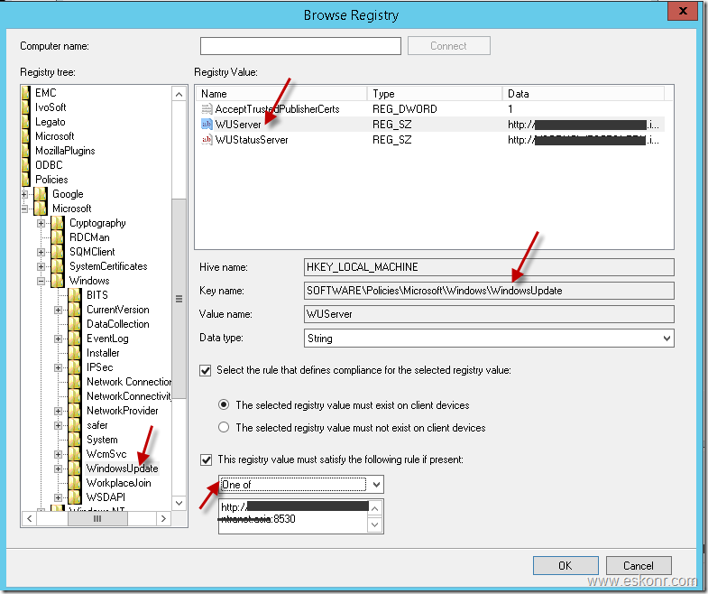 ConfigMgr How to use Compliance Settings to check the windows update policy settings like ...