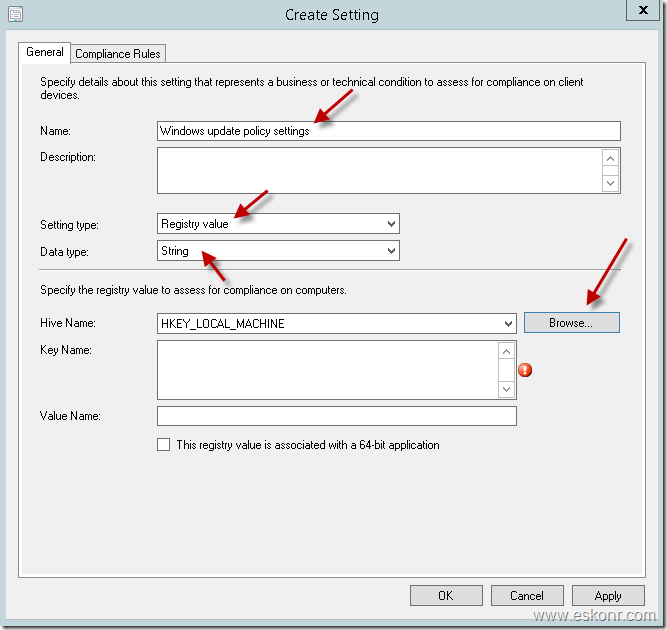 ConfigMgr How to use Compliance Settings to check the windows update policy settings like ...