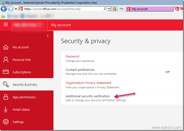 Why is Additional security verification option (MFA) not available in office 365 user portal ...