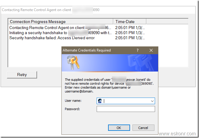 SCCM remote control failed to do Handshake in Server. An existing connection was forcibly closed ...